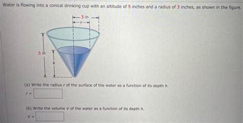 Solved Water Is Flowing Into A Conical Drinking Cup With An