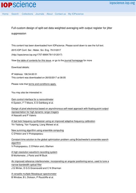 Pdf Full Custom Design Of Split Set Data Weighted Averaging With Output Register For Jitter