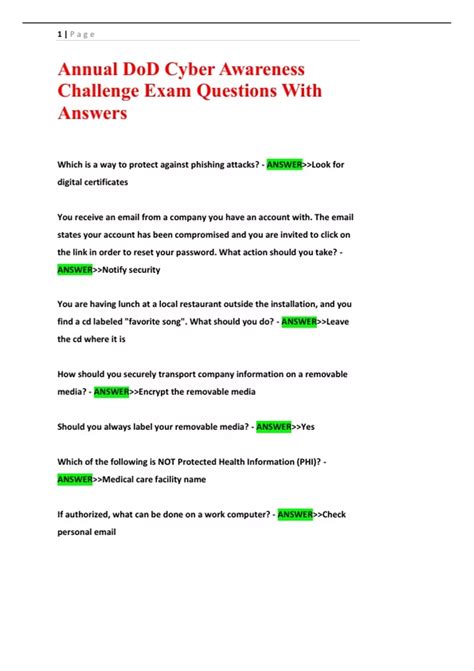 Annual Dod Cyber Awareness Challenge Exam Questions With Answers Cnp Certified Nonprofit