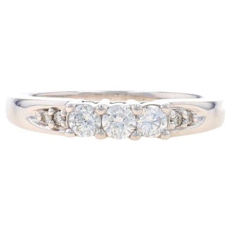 Yellow Gold Diamond Three Stone Engagement Ring 14k Round Brilliant 1