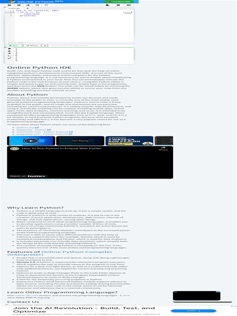 Online Python Ide Editor Compiler Interpreter Pdf Python
