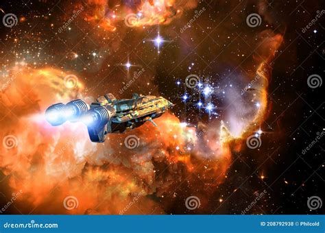 Navigating Through Stars To The Center Of A Nebula Stock Illustration Illustration Of
