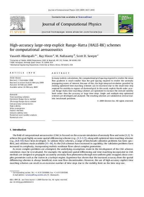 Pdf High Accuracy Large Step Explicit Rungekutta Hale Rk Schemes For Computational