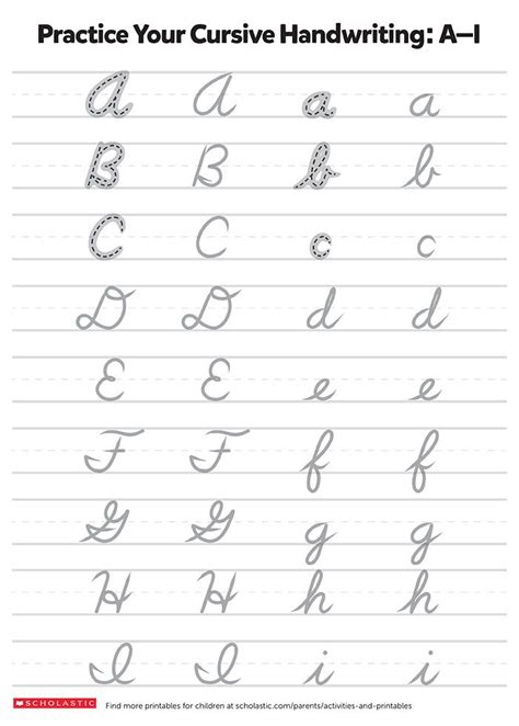 Cursive Handwriting Practice Worksheets Az Printable Pdf Template