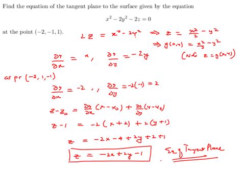 Equation Of A Tangent Plane Sumants 1 Page Of Math