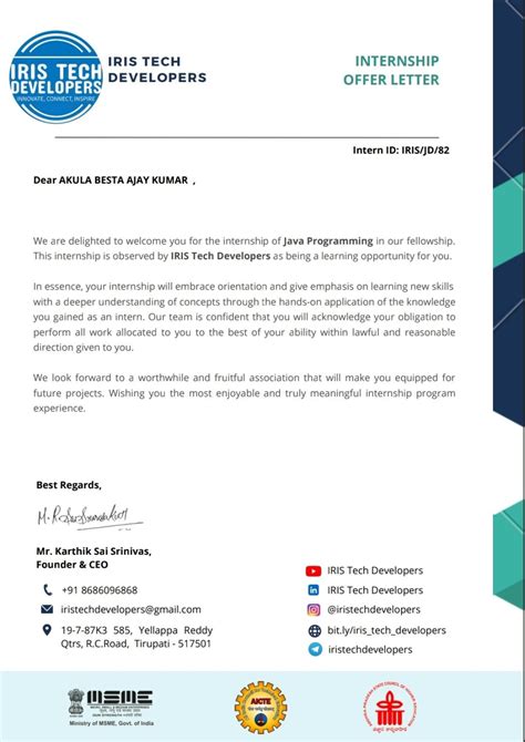 Ajay Kumar Akula Besta On Linkedin Internship2023 Java Iris Internship