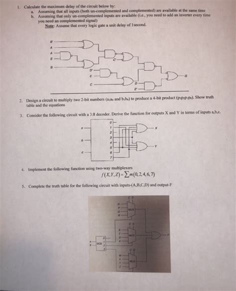 Solved 1 Calculate The Maximum Delay Of The Circuit Below