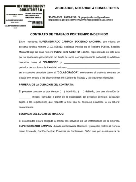 Contrato De Trabajo Machote Pdf