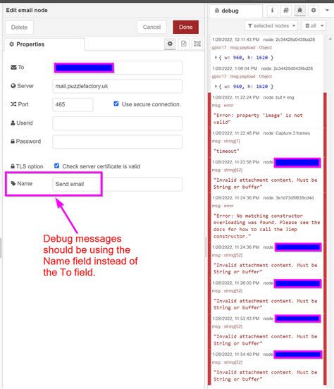 Bug Email Node Doesnt Use Node Name For Debug Message Core