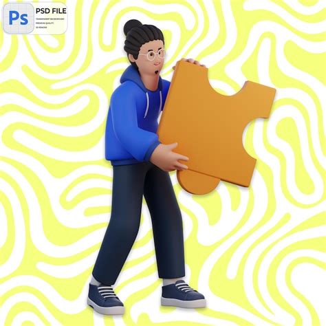 Premium Psd D Man With Solution Render Icon Isolated Png