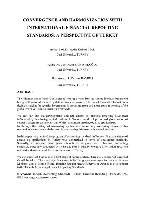 Convergence And Harmonization With International Financial