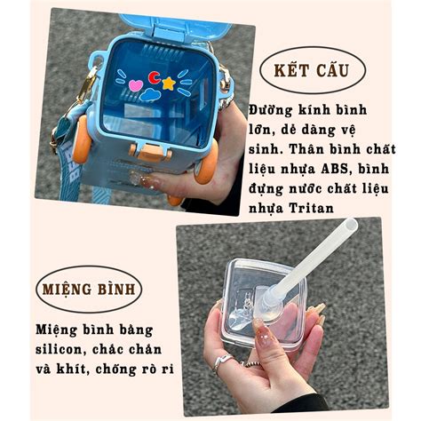 Mua Bình Nước Sippy Hình Xe Gấu Có Quai đeo Cool Cute Bus 500ml Cốc