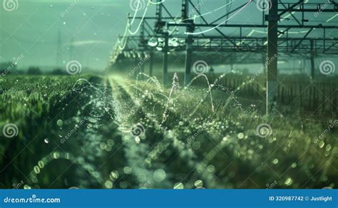An Image Of An Irrigation Pivot Equipped With Advanced Sensors And Controllers Optimizing Water