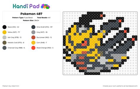 Pokemon 487 Fuse Bead Pattern Kandi Pad Kandi Patterns Fuse Bead