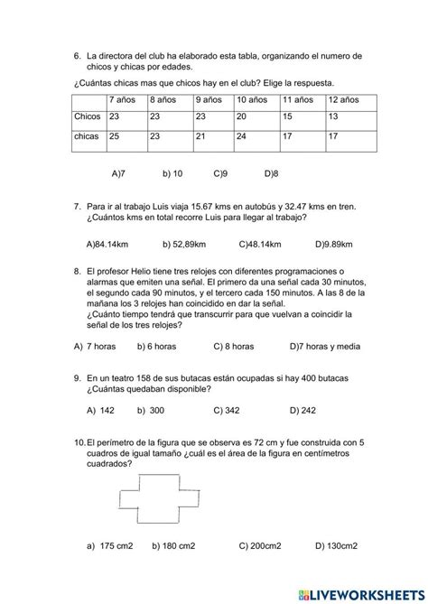 Problemas De Matematicas De Sexto Grado