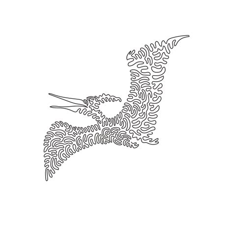 Continuous One Curve Line Drawing The Extinct Flying Reptile Pterosaur Single Line Editable