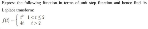 Solved Express The Following Function In Terms Of Unit Step