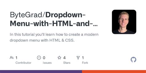 github bytegrad dropdown menu with html and css in this tutorial you ll learn how to create a