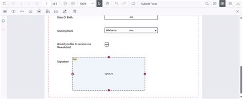 form designer ui interactions in sfpdfviewer component syncfusion