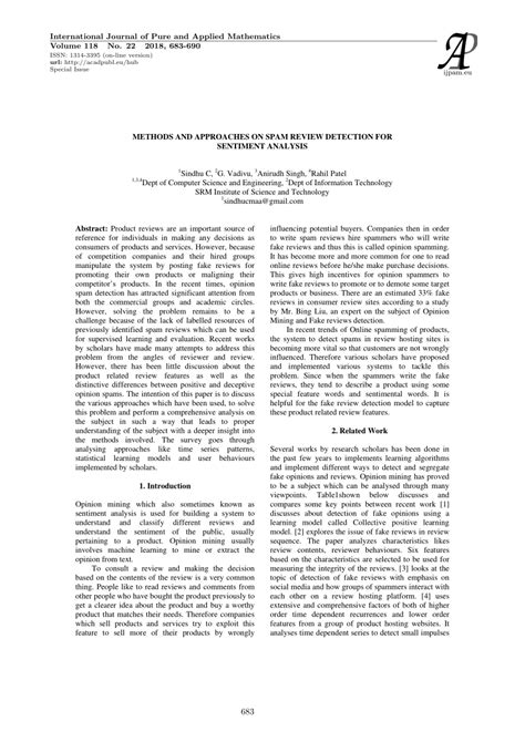 Pdf Methods And Approaches On Spam Review Detection For Sentiment