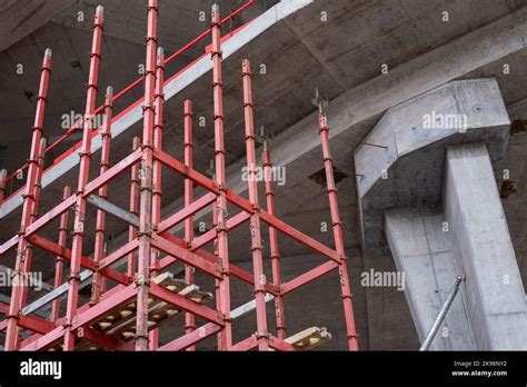 scaffolding at the beginning on the construction site assembled