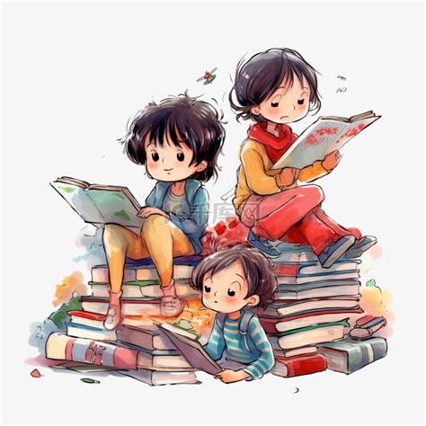 卡通动漫漫画女性伙伴看书素材图片免费下载 千库网