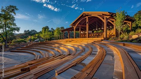 Hand Laid Wooden Craftsman Style Outdoor Amphitheater Designed For