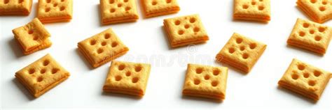 Assorted Square Snacks Scattered On A White Surface Showcasing Their