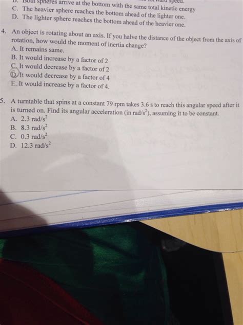Solved 4 An Object Is Rotating About An Axis If You Halve Chegg Com