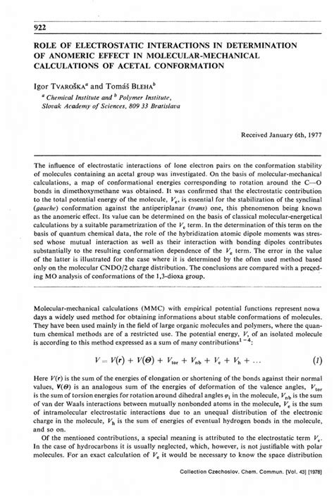 pdf role of electrostatic interactions in determination of anomeric
