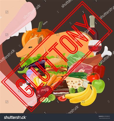 Gluttony Seven Deadly Sins Bible Vector Stock Vector Royalty Free
