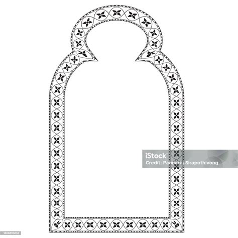 Trefoil 아치 직사각형 프레임 건축 창 문 화려한 꽃 프레임 꽃 잎 테두리 자연 0명에 대한 스톡 벡터 아트 및 기타 이미지 0명 검은색 결혼식 Istock