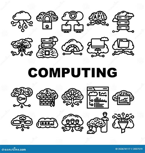 Cloud Computing Virtualization Icons Set Vector Stock Illustration