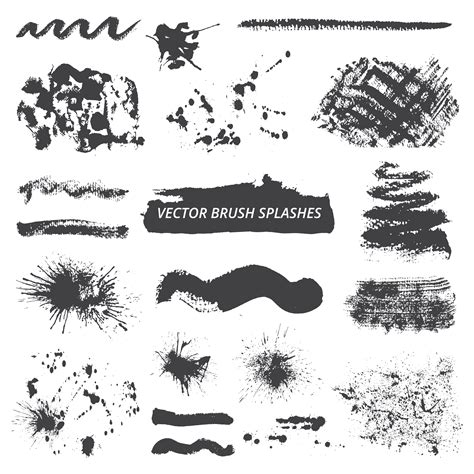 Black Grunge Brush Splashes 570679 Vector Art At Vecteezy