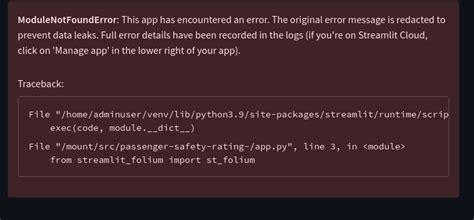Folium Modulenotfounderror Deployment Streamlit