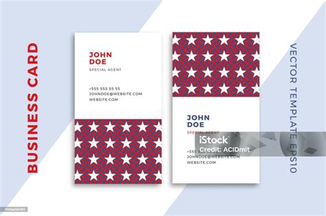 별 패턴이 있는 수직 명함 템플릿입니다 현대적인 기하학적 패턴의 애국적인 기업 문구 모형 샘플 텍스트가있는 깨끗하고 간단한 벡터 편집 가능한 배경 Eps10 개념에 대한