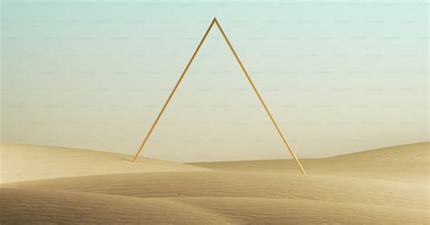 3d 렌더링 빈 삼각형 프레임이 있는 추상 현대 최소 배경 원시 기하학적 모양 모래 언덕이 있는 사막 풍경 사진 Unsplash의 유행 이미지