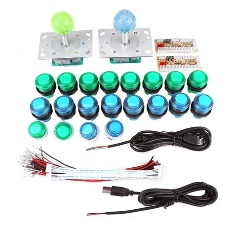 KOK Arcade Controller USB Game Joystick And Buttons DIY Kit With 20 DIY LED Illuminated Arcade