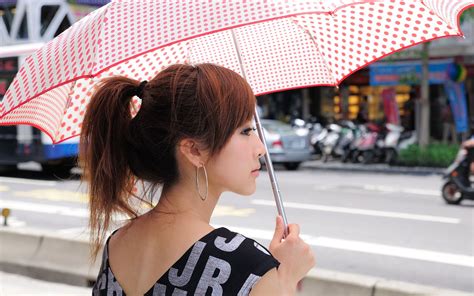 Wallpaper Women Outdoors Street Urban Asian Umbrella Clothing