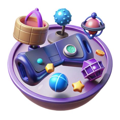 3d Render Colorful Game Controller With Abstract Objects 55449925 Png