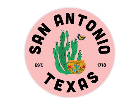 San Antonio Texas Sticker Cactus San Antonio Texas Decal Laptop