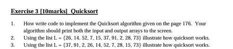 Solved Algorithm Quicksort A Lr Sorts A Subarray By
