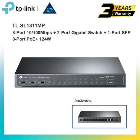 Tp Link Tl Sl1311mp 8 Port 10 100mbps 3 Port Gigabit Desktop Switch 8 Port Poe Poe Switch