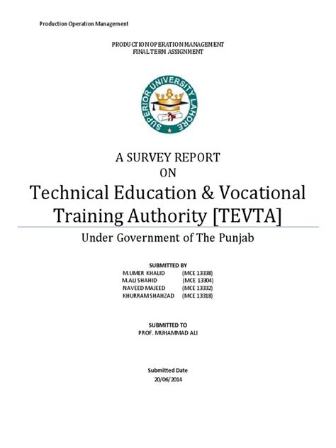 Tevta 181023045827 Pdf Vocational Education Employment