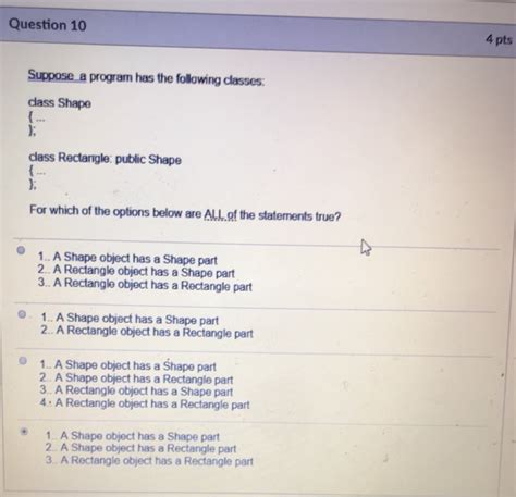 solved question 10 4 pts suppose a program has the following