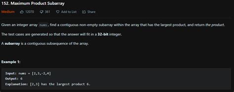 Leetcode 152 Maximum Product Subarray — Python Solution By Nicholas Wade Codex Medium