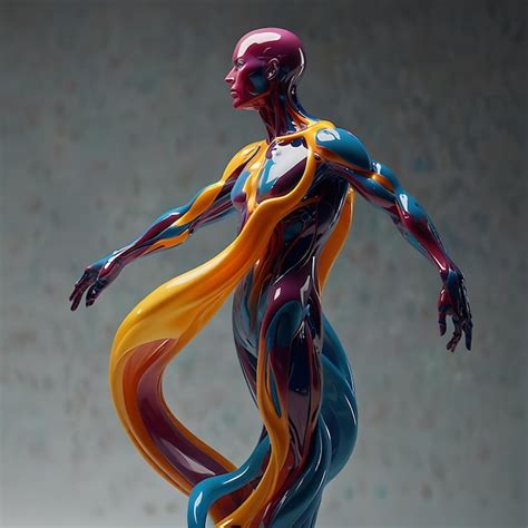 Human Figure Composed Of Twisting Flowing Liquid Creating A Dynamic And Fluid Form With