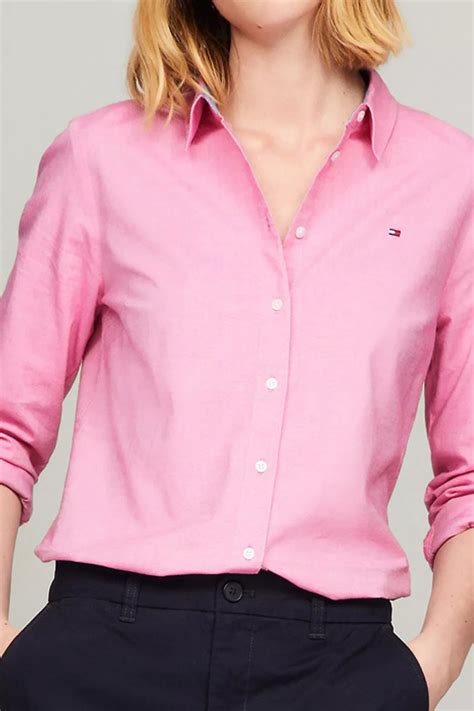 타미힐피거 여성 레귤러핏 옥스포드 긴팔셔츠 Pink P TOMMY HILFIGER