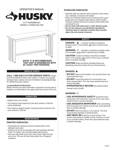 Husky 72wb01ss Thd Installation Guide Manualzz