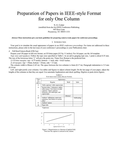 Ieee Paper Format Guide One Column Template